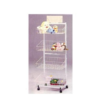 WRBK - 4 TIER WIRE BASKET UNIT - WHITE - WITH WHEELS - 24"X 16"X 60 ...
